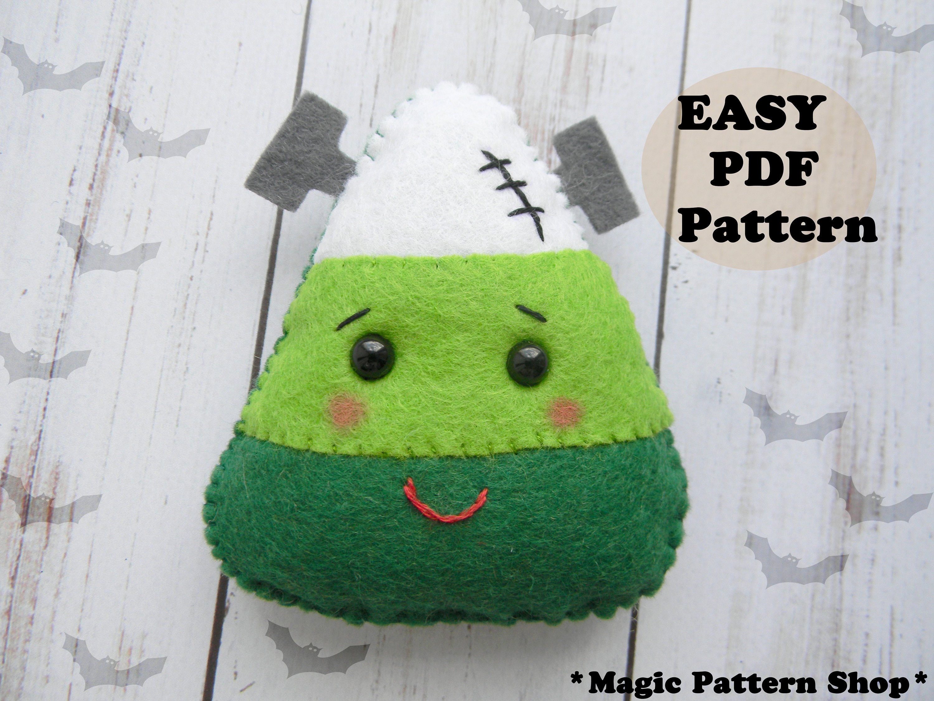 Frankenstein Candy Corn PDF Pattern Halloween Patterns Felt | Etsy