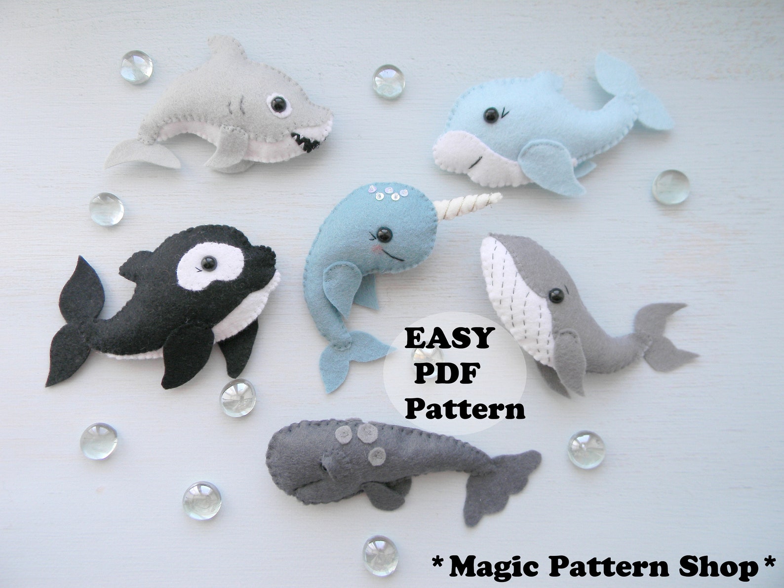 Dolphin PDF pattern Felt sewing Dolphin PDF tutorial baby | Etsy