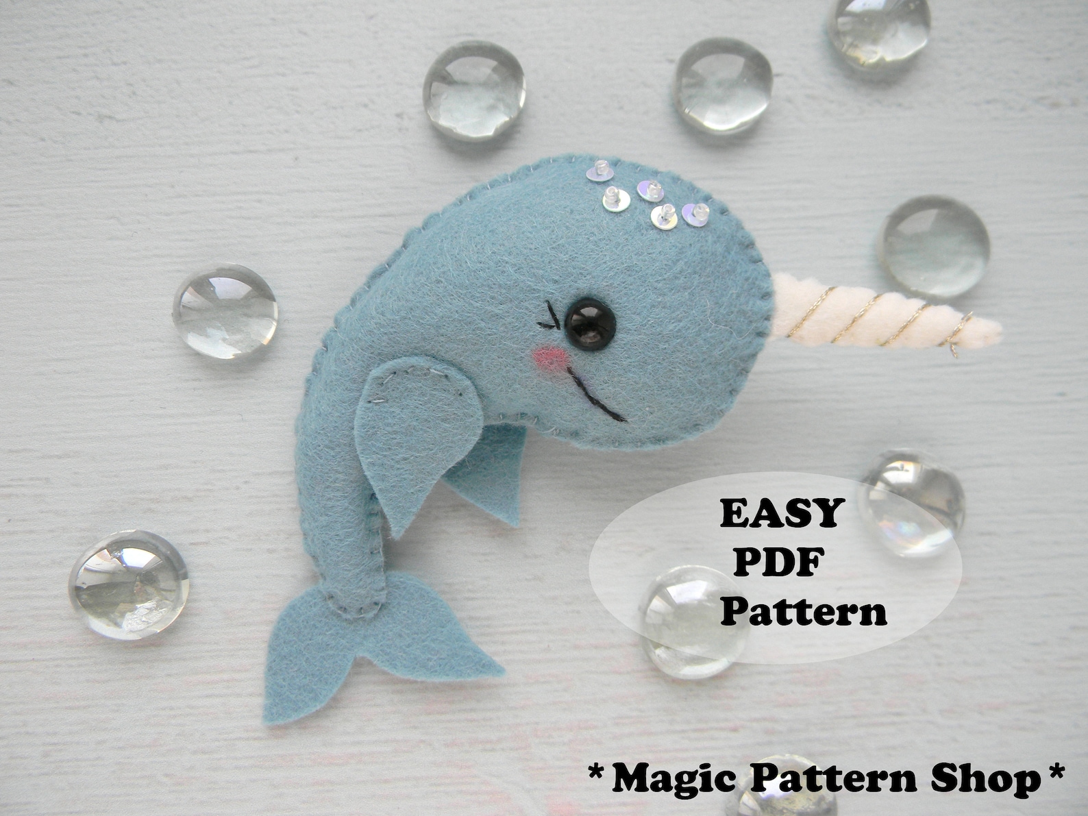Narwhal PDF Pattern Sea Narwhal Felt Ornament Pattern Felt - Etsy