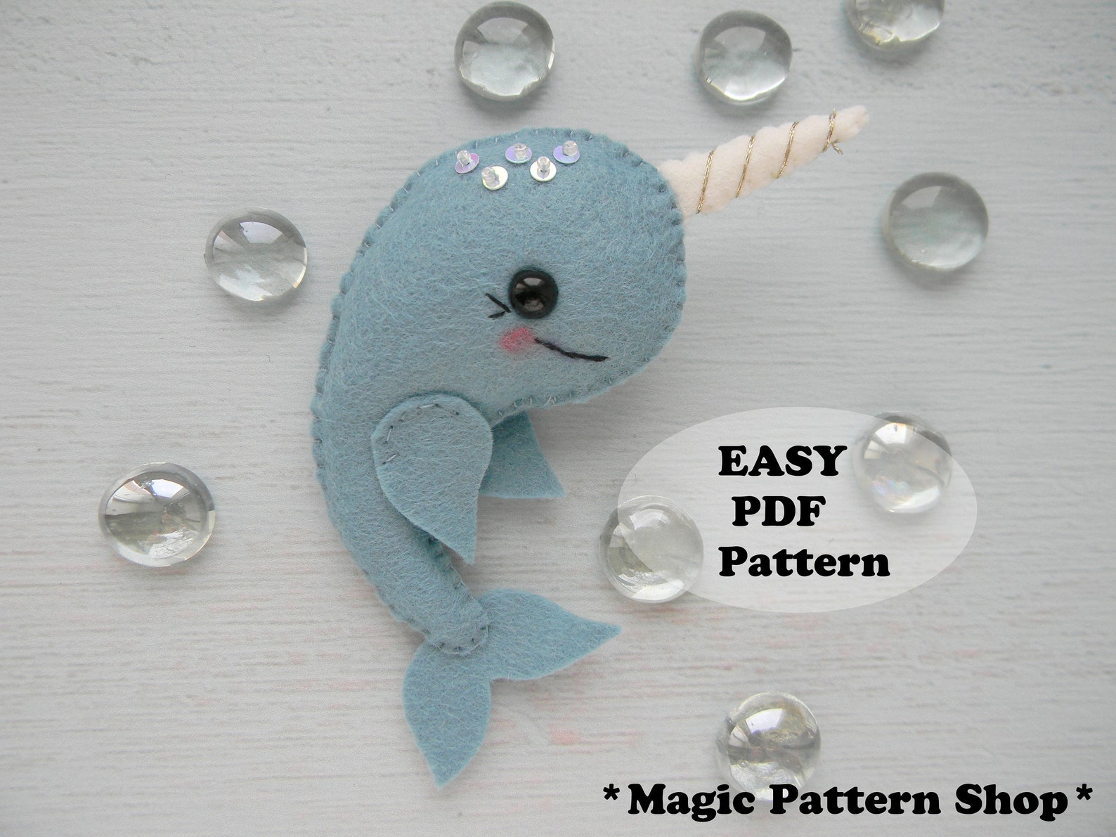 Sea Creatures PDF Pattern Felt Sewing Shark Whale Dolphin - Etsy