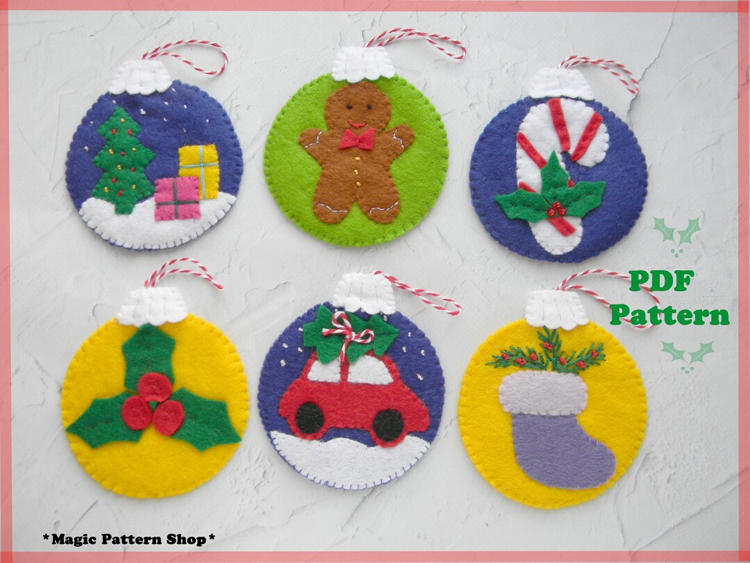 Felt Christmas Ornaments PDF Pattern Christmas Baubles Ornament ...