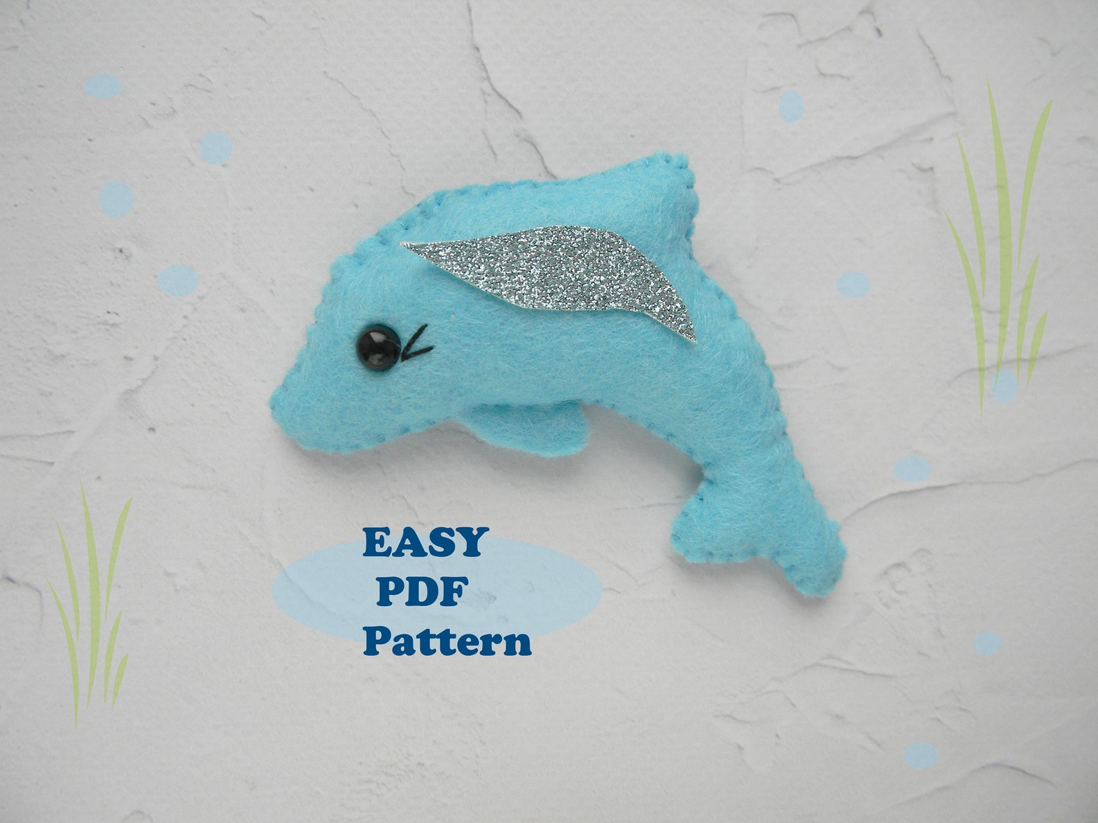 Dolphin PDF Pattern Felt Dolphin Sewing Pattern Dolphin Plushe | Etsy