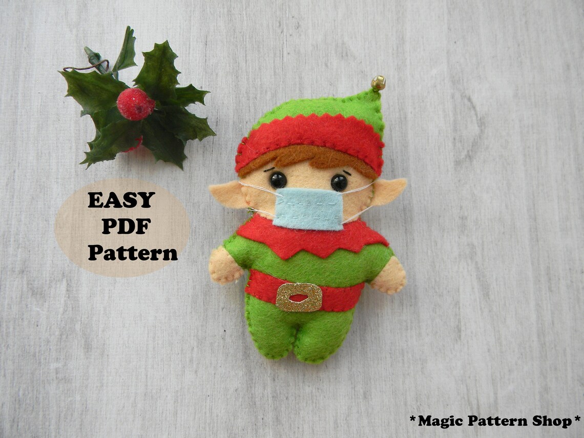 Easy DIY Elf With Face Mask Christmas Pattern PDF Felt Elf | Etsy