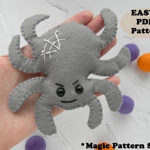 Spider Felt Ornament Pattern Cute Spider Pdf Pattern Halloween Spider ...