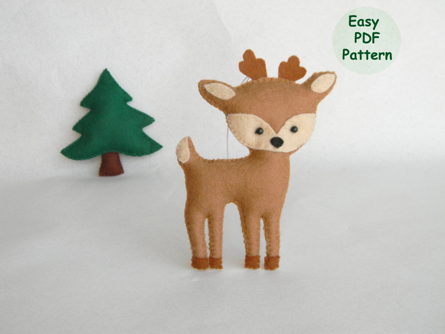 Felt Deer PDF Pattern felt deer ornament Woodland Deer | Etsy