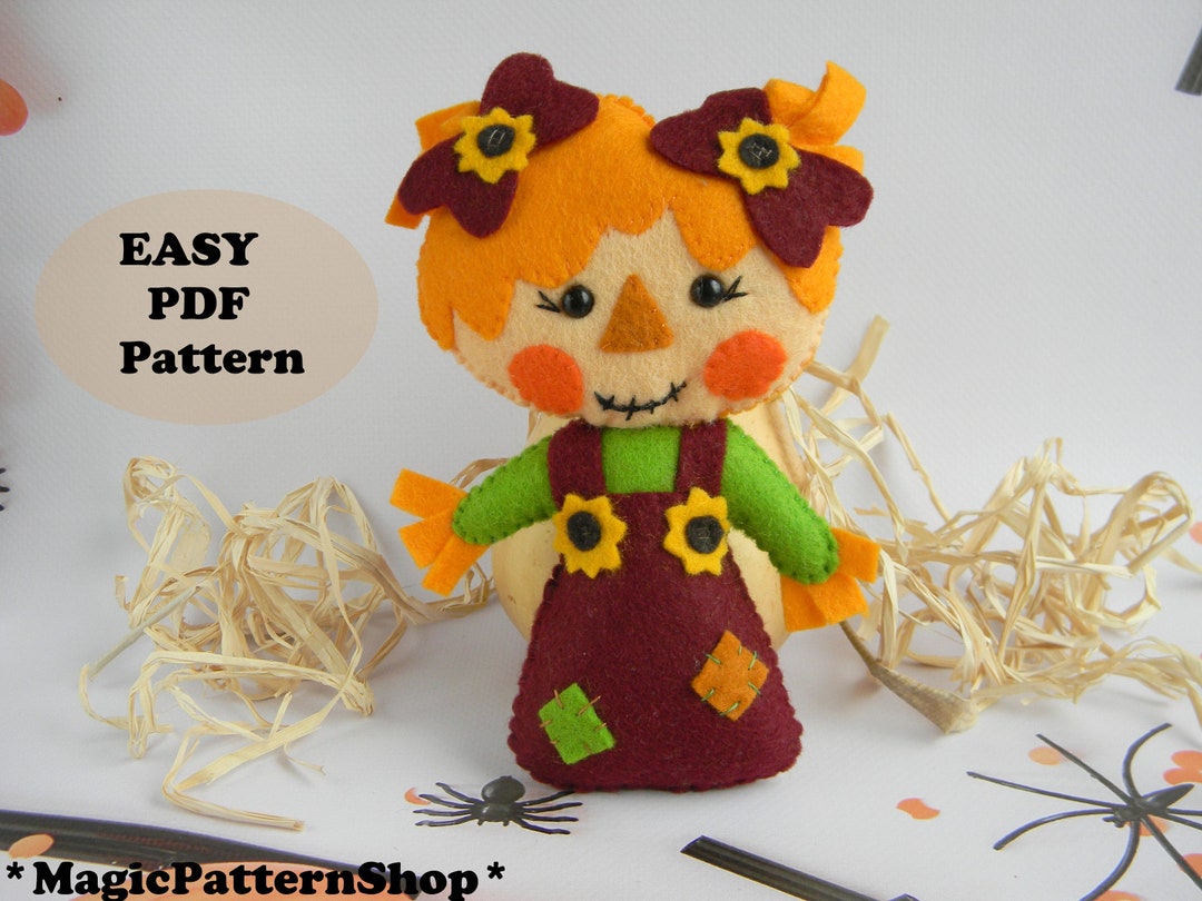 PDF Pattern Harvest Scarecrow Raggedy Doll Scarecrow Felt Pattern Fall ...