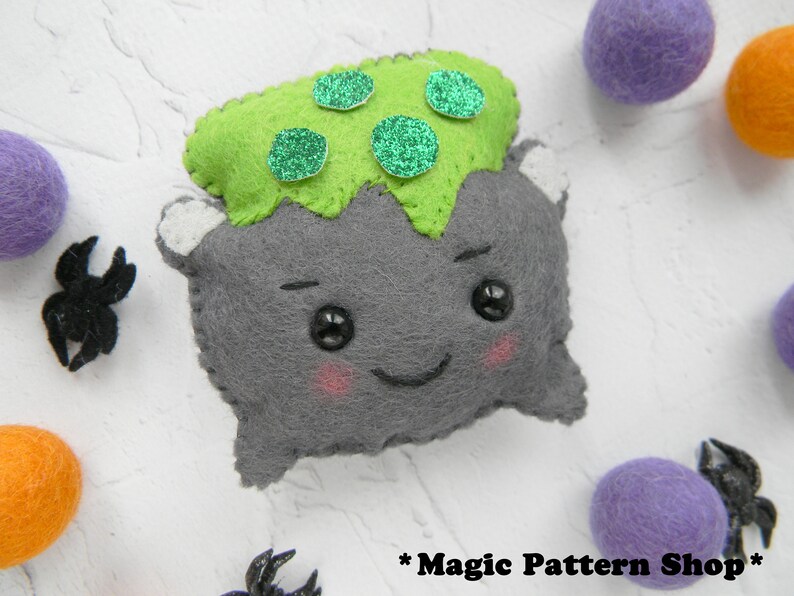 Felt Halloween Ornaments Sewing Pattern: Witch, Ghost, Cauldron (PDF ...