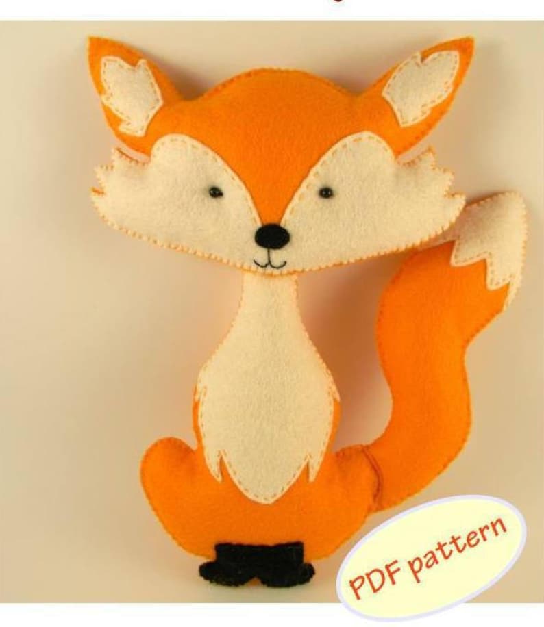 Fox Plushie Pattern Fox easy to sew felt PDF pattern Felt fox | Etsy