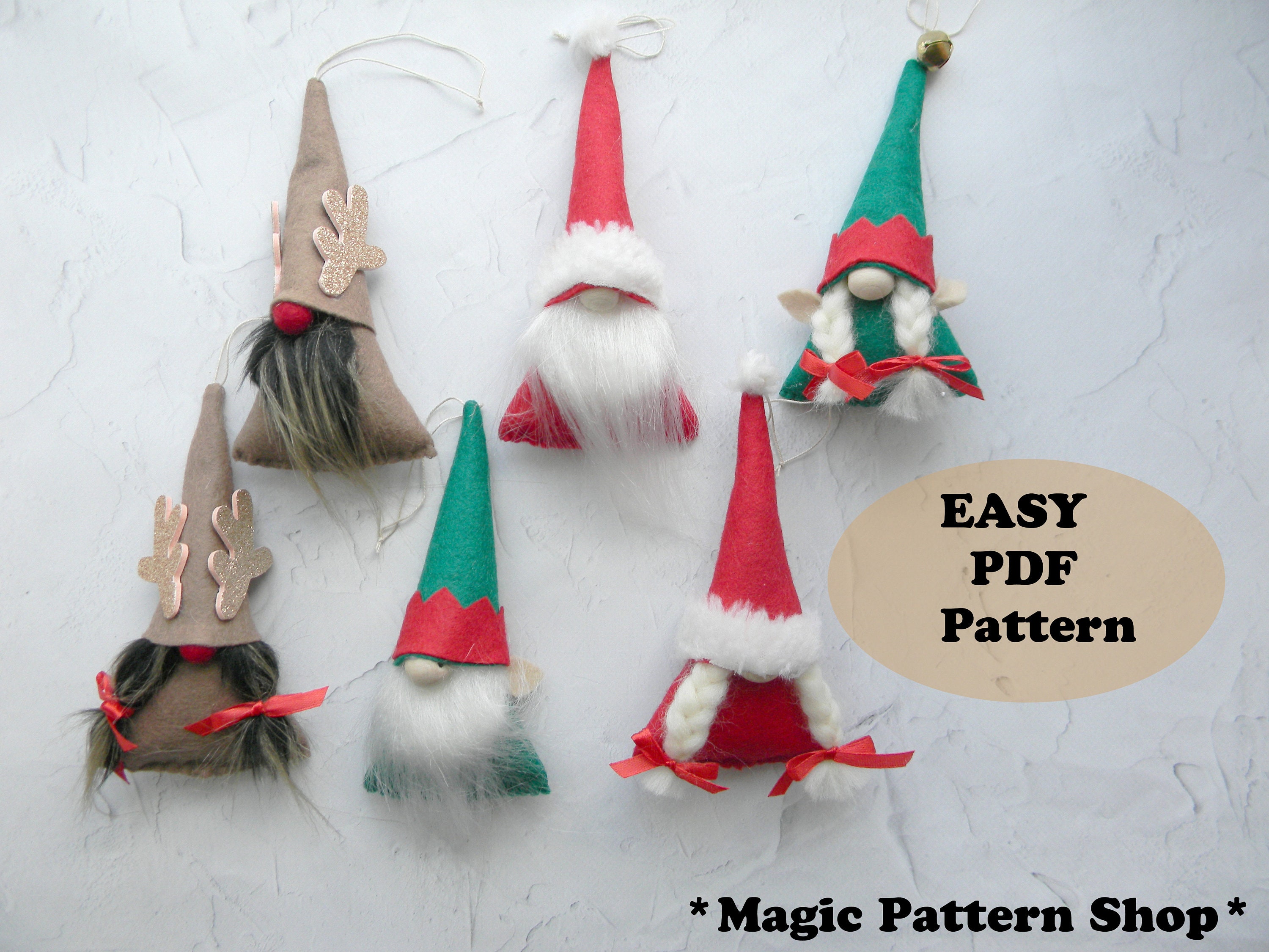 Reindeer Gnome Pdf Pattern Christmas Reideer Pattern Christmas - Etsy