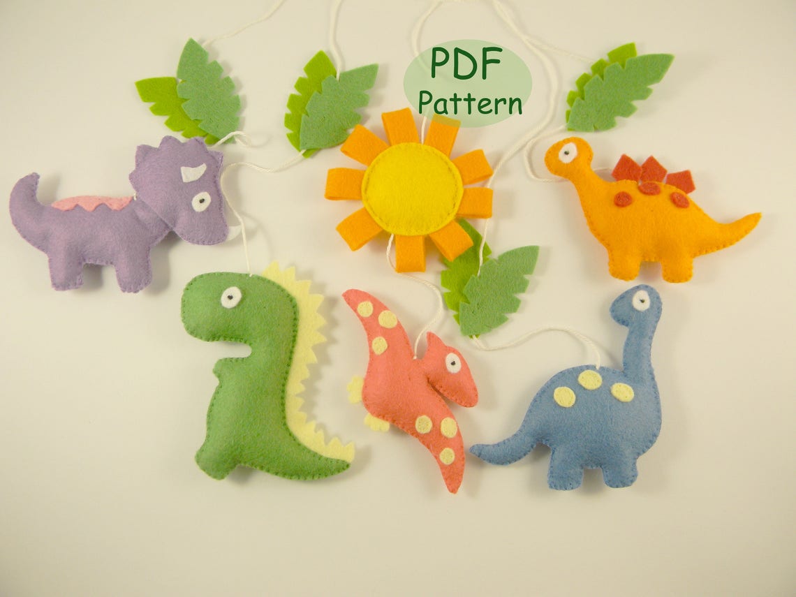 PDF Dinosaur Patterns DIY Dinosaur Mobile Sewing Felt Baby - Etsy