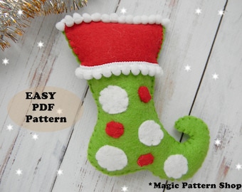 Christmas Stocking Felt Pattern Christmas Patterns Felt Stocking PDF ...