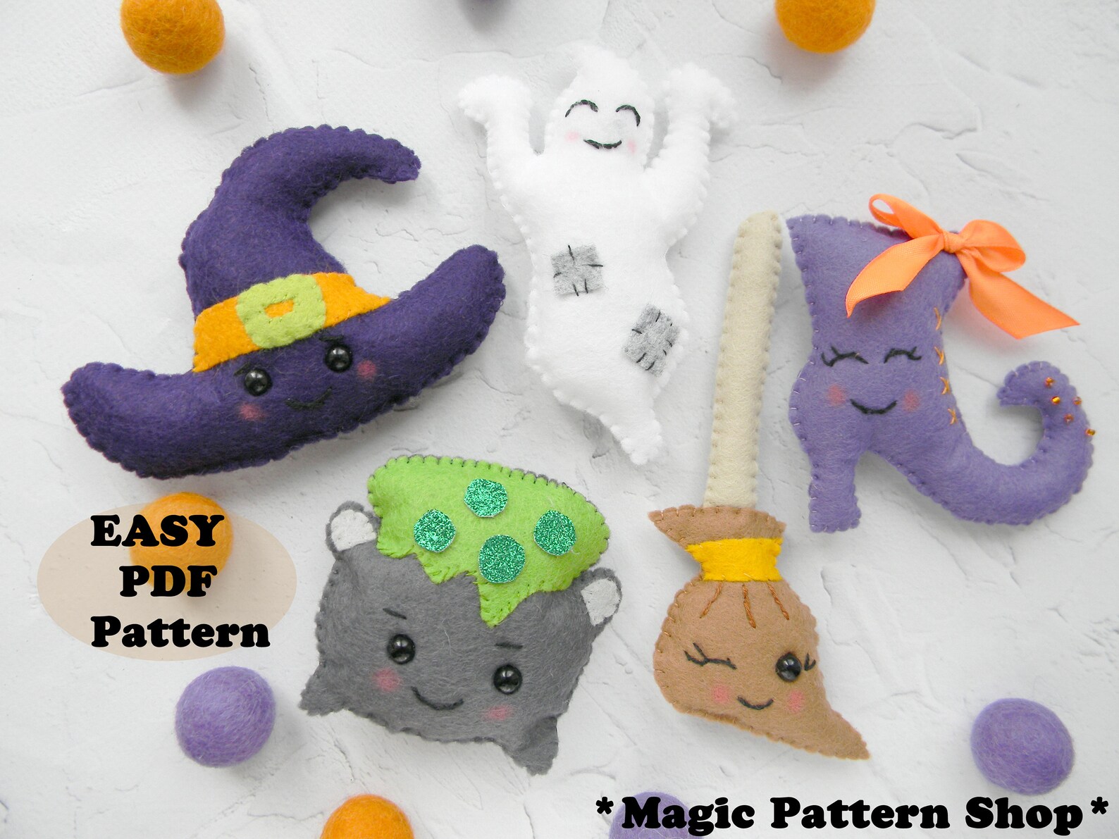 Halloween Ornaments Pattern PDF Felt Halloween Ornament Sewing | Etsy