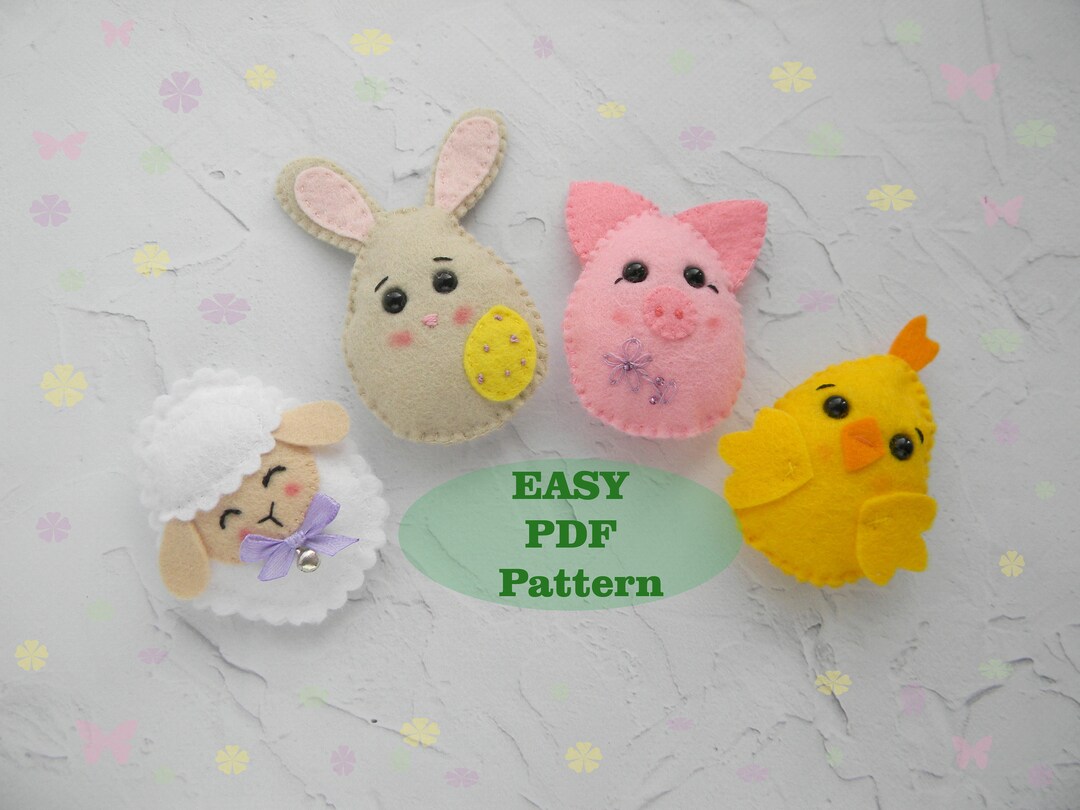 Easter Felt Pattern Egg Ornament PDF Pattern Easter Animals Pattern DIY ...