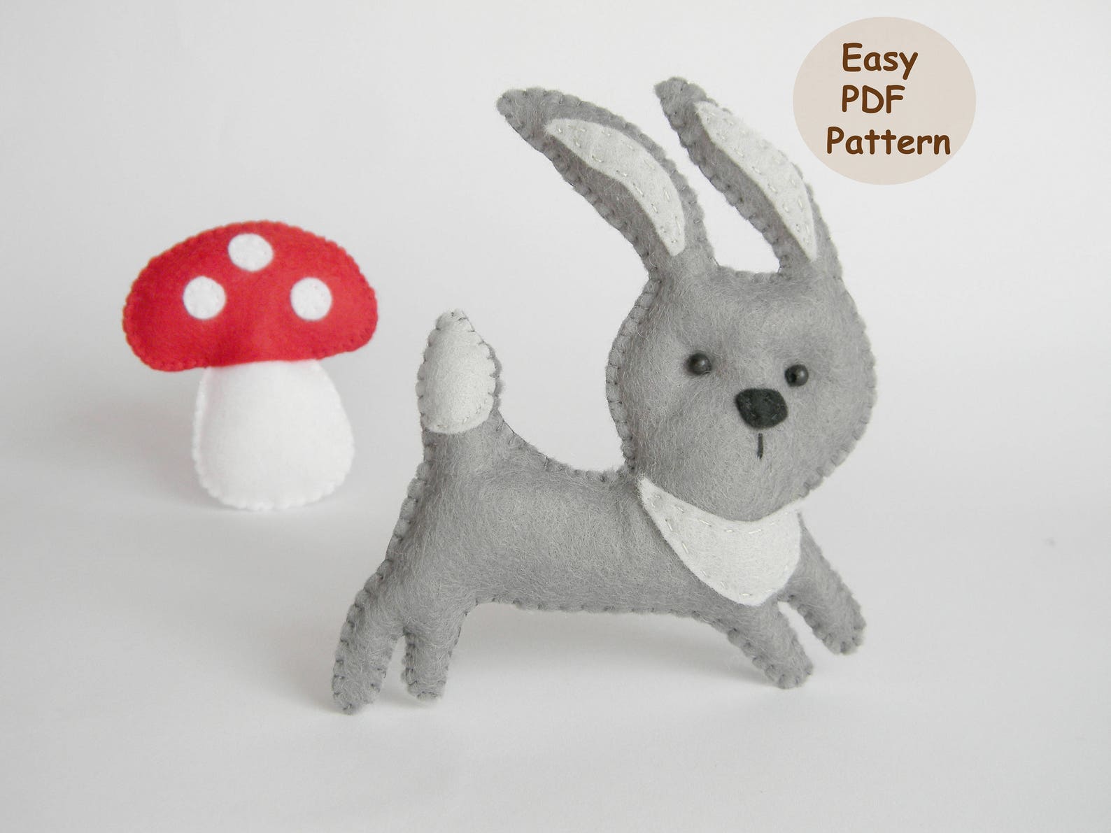 Felt Bunny PDF Pattern Easy Hand Sewing Bunny Pattern Woodland - Etsy