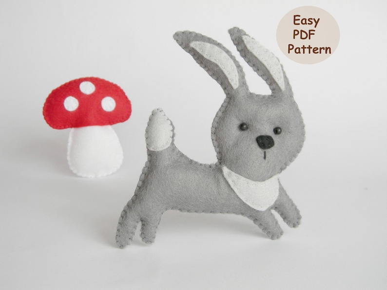 Felt Bunny PDF Pattern Easy Hand Sewing Bunny Pattern Woodland - Etsy