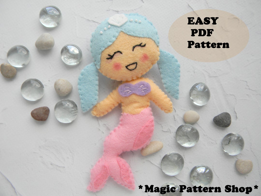 Felt Pattern Mermaid Cute Ornament Mermaid Mermaid Doll Sewing Pattern ...