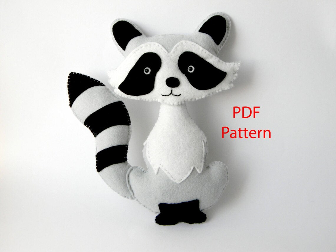 Animal Felt PDF Pattern Felt Hand Sewing Fox Raccon Owl - Etsy