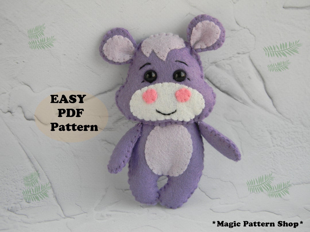 Hippo PDF Pattern Felt Hippo Ornament Sewing Pattern Jungle Safari ...