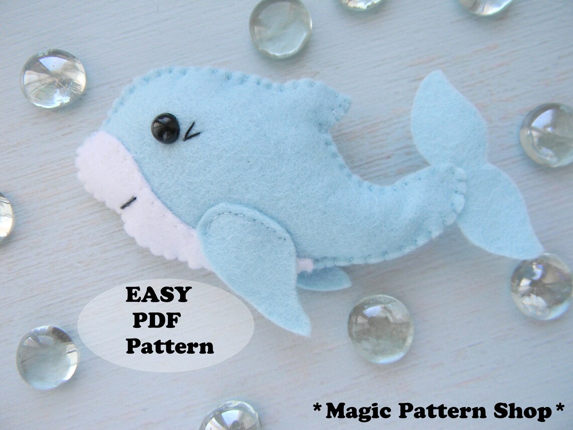 Sea Creatures PDF Pattern Felt Sewing Shark Whale Dolphin - Etsy