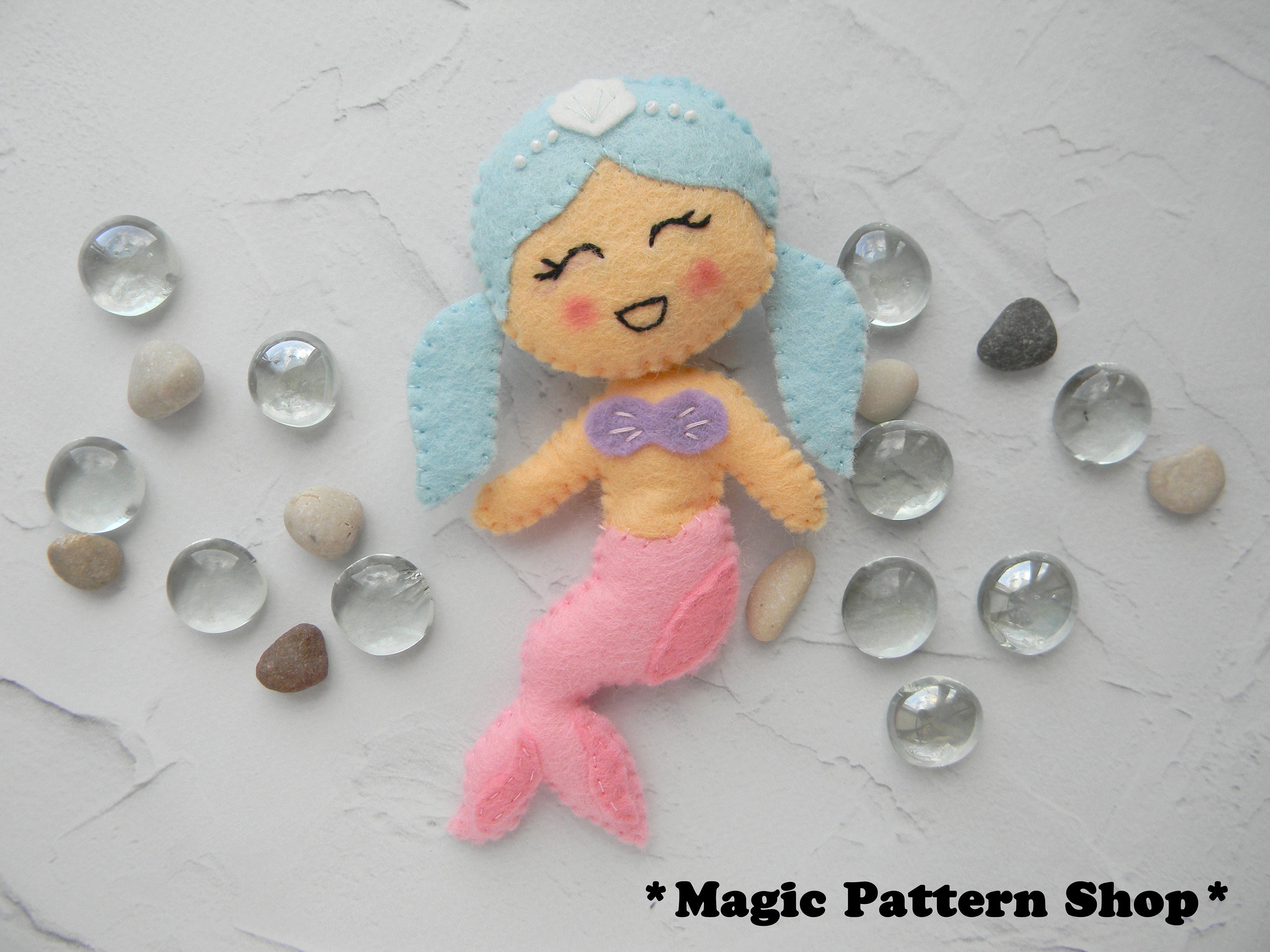 Felt pattern mermaid Cute ornament mermaid Mermaid doll | Etsy