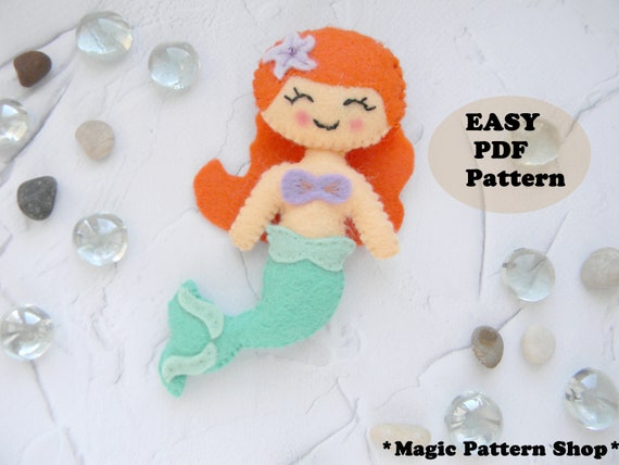 Mermaid Felt pattern PDF Pattern Cute ornament mermaid Easy | Etsy