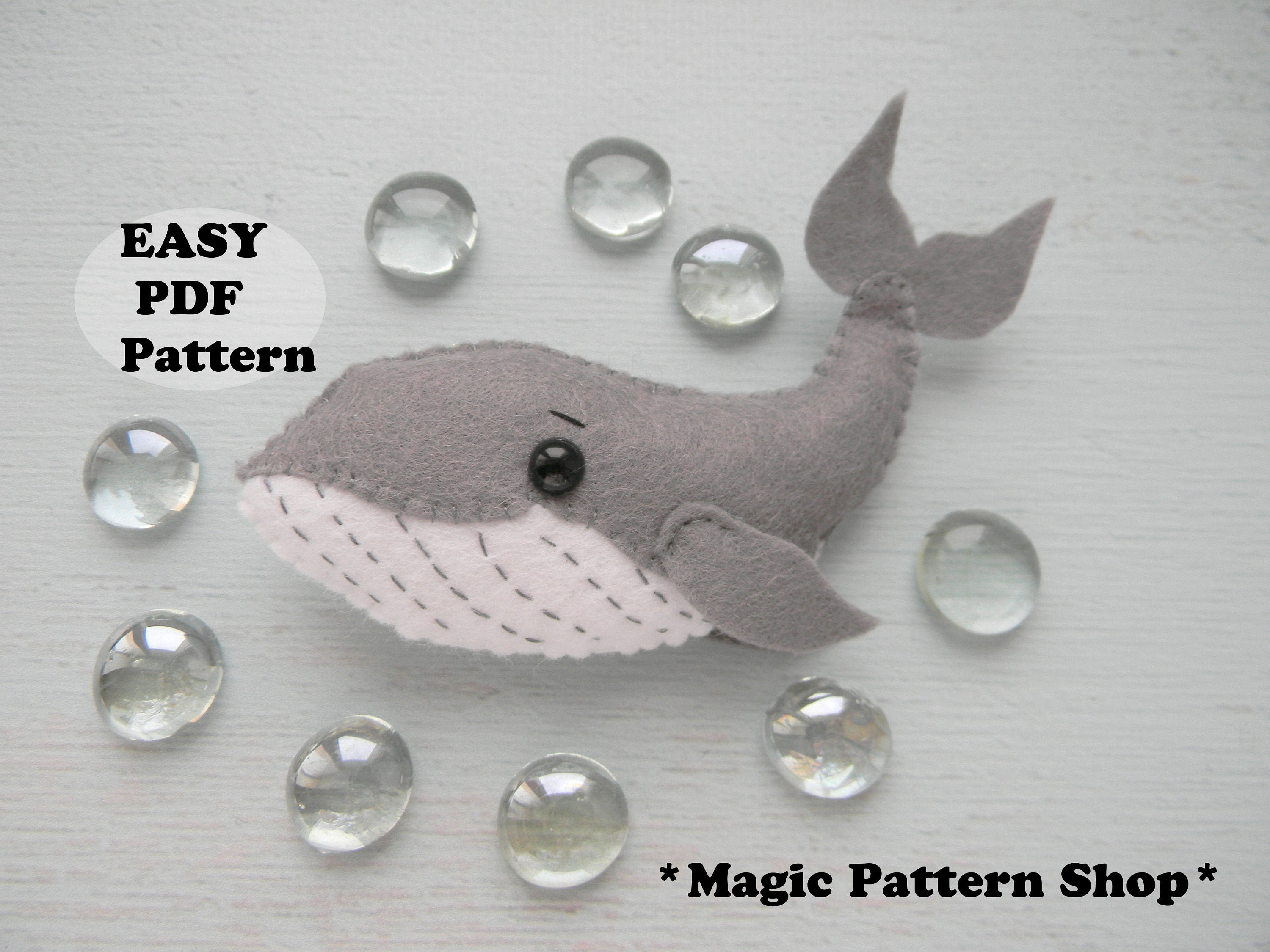 Whale PDF Pattern Felt Whale Oranment Sewing Pattern Blue | Etsy