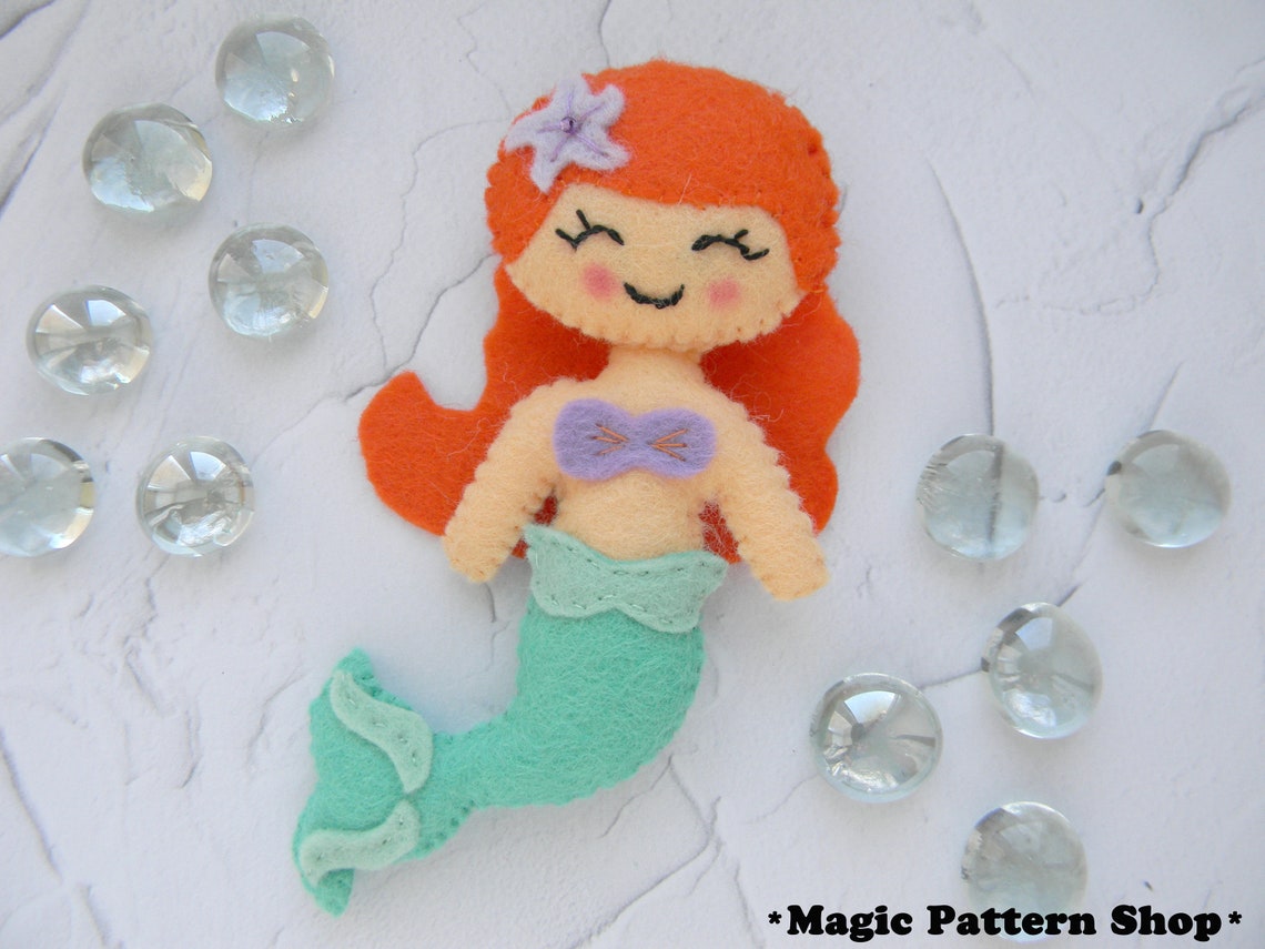 Mermaid Felt Pattern PDF Pattern Cute Ornament Mermaid Easy - Etsy