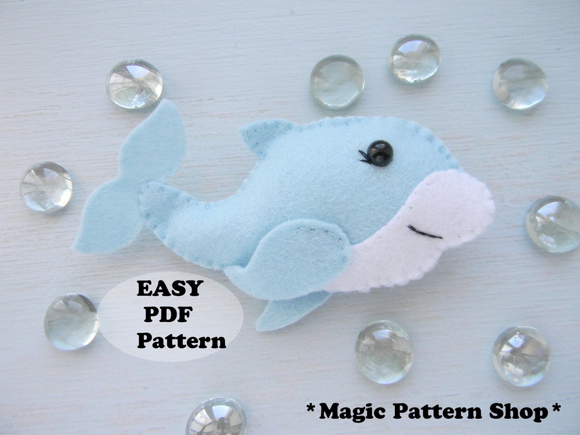 Dolphin PDF Pattern Felt Sewing Dolphin PDF Tutorial Baby - Etsy
