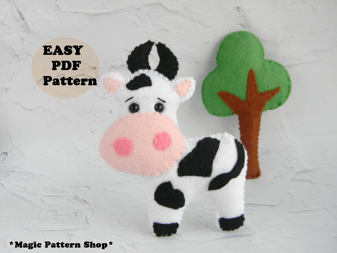 Cow Felt PDF Pattern Felt Cow Ornament Pattern Cow Sewing - Etsy