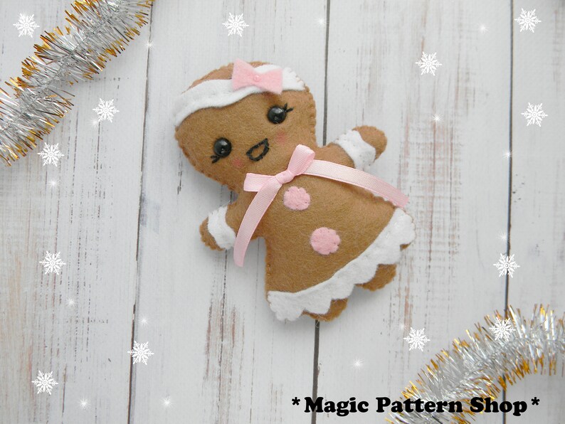 Gingerbread Girl Felt Pattern Christmas Ornaments Felt PDF - Etsy
