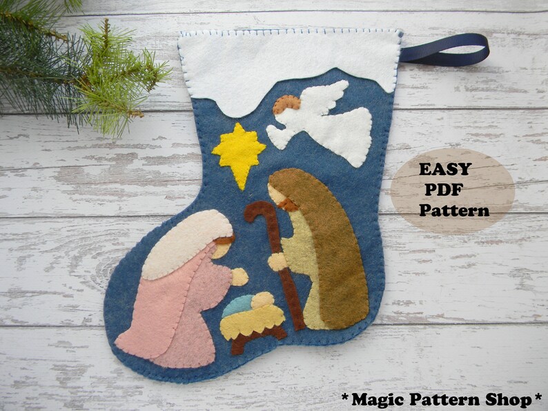Nativity Christmas Stocking Pattern Pdf Felt Christmas - Etsy