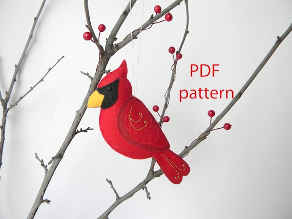 Christmas Cardinal Ornament Felt Cardinal Red Male Cardinal | Etsy