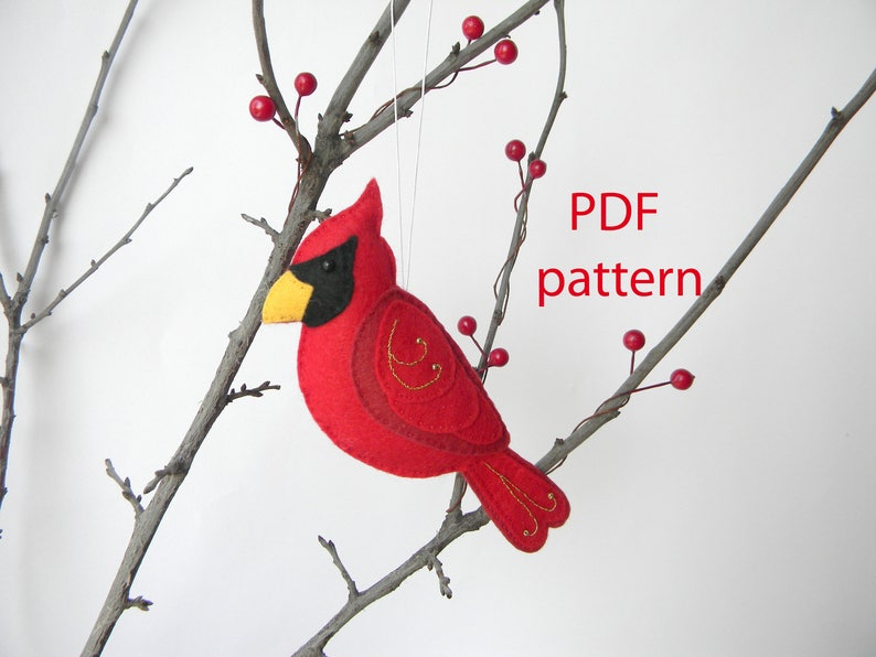 Christmas Cardinal Ornament Felt Cardinal Red Male Cardinal - Etsy