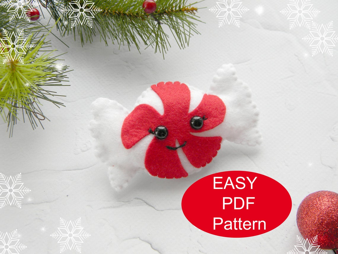 christmas ornaments pattern PDF Felt Pepermint Candy Easy | Etsy