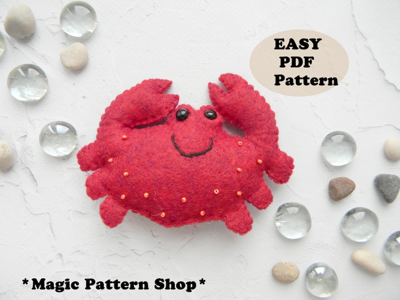 Felt Crab Ornament Sewing Pattern: Kawaii Plushie (PDF Pattern) - Etsy