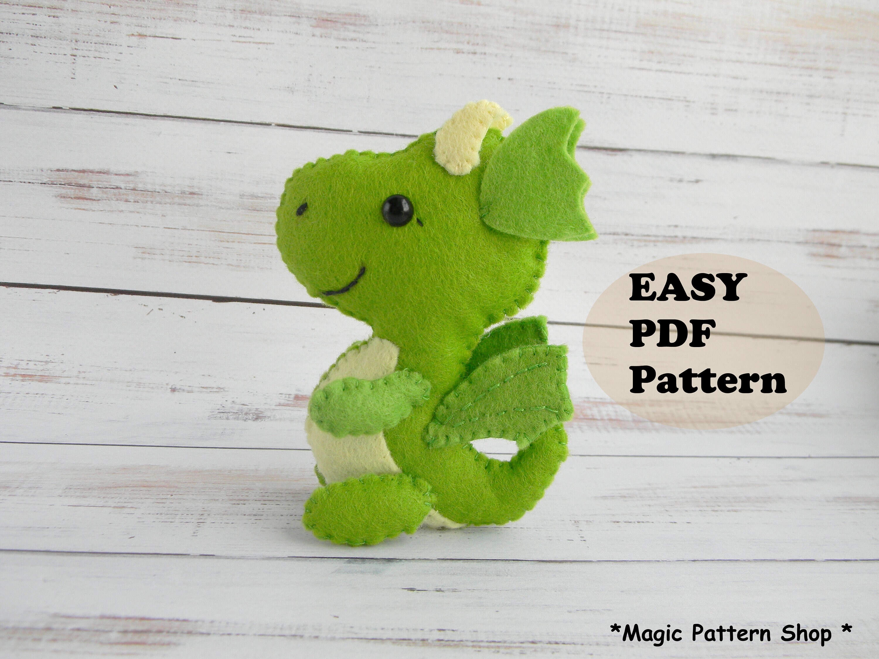 Dragon Felt Pattern PDF & SVG Cute Dragon Felt Pattern Dragon - Etsy