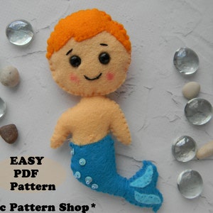 Mermaid Boy Felt Pattern PDF Mermaid Doll Sewing Pattern Cute Ornament ...