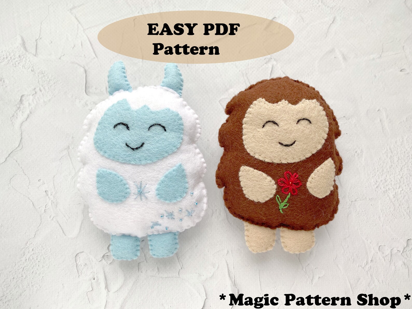 Felt Yeti Pattern PDF Christmas Pattern Felt Yeti Ornament | Etsy