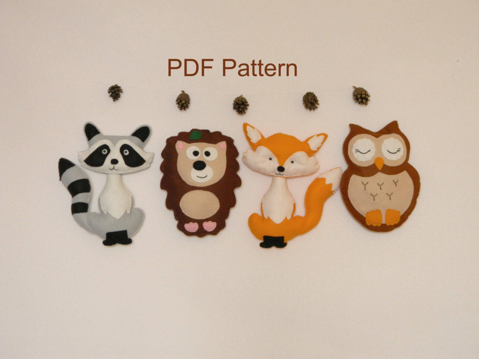 Animal Felt PDF Pattern Felt Hand Sewing Fox Raccon Owl - Etsy