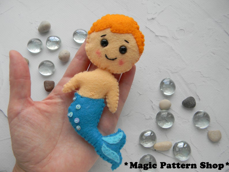 Felt Pattern Mermaid PDF Mermaid Doll Sewing Pattern Seaside | Etsy