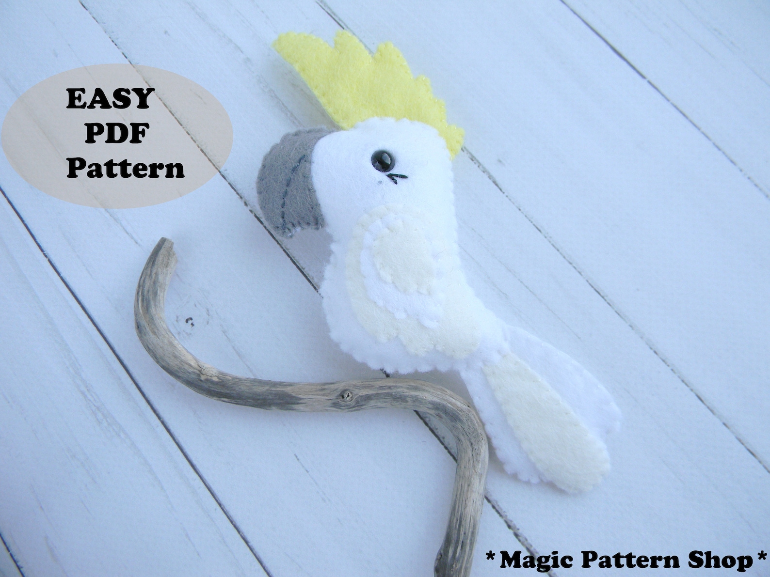 Cockatoo felt PDF Pattern Felt cockatoo ornament pattern | Etsy