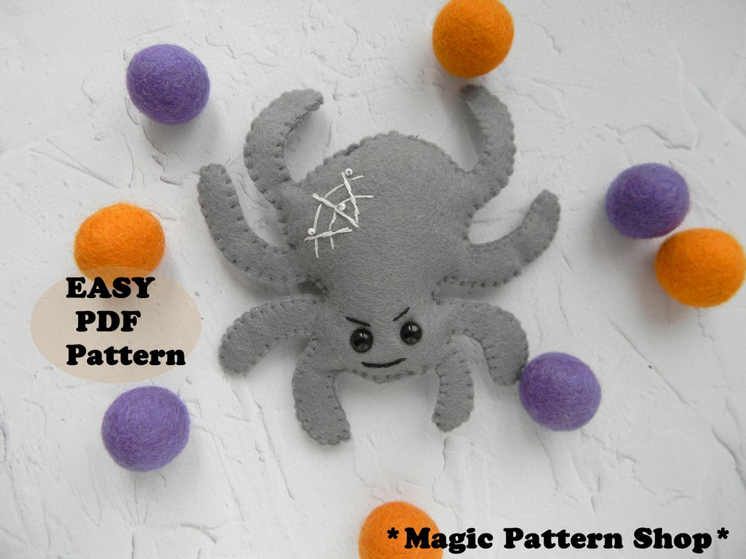 Spider Felt Ornament Pattern Cute Spider Pdf Pattern Halloween Spider ...