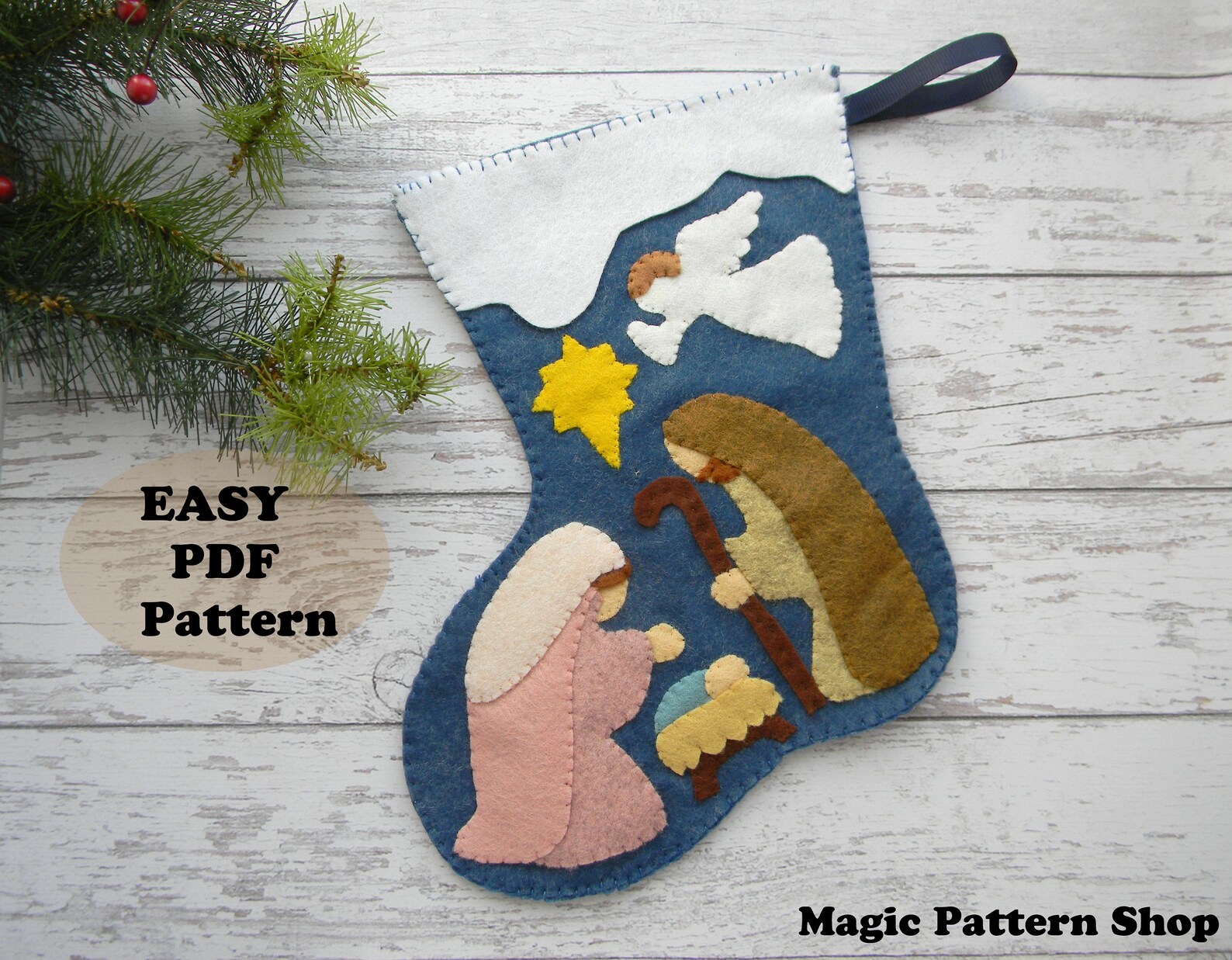 Nativity Christmas Stocking Pattern Pdf Felt Christmas - Etsy