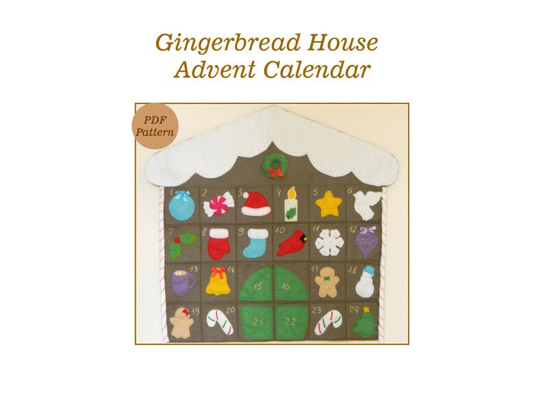 Gingerbread House Advent Calendar Patternchristmas Advent - Etsy