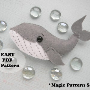 Whale PDF Pattern Felt Whale Oranment Sewing Pattern Blue Whale Plushe ...