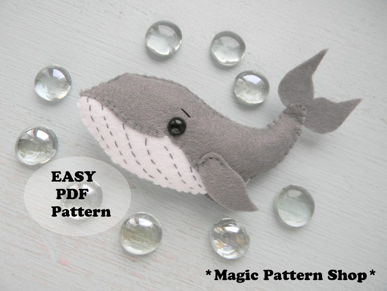 Whale PDF Pattern Felt Whale Oranment Sewing Pattern Blue - Etsy