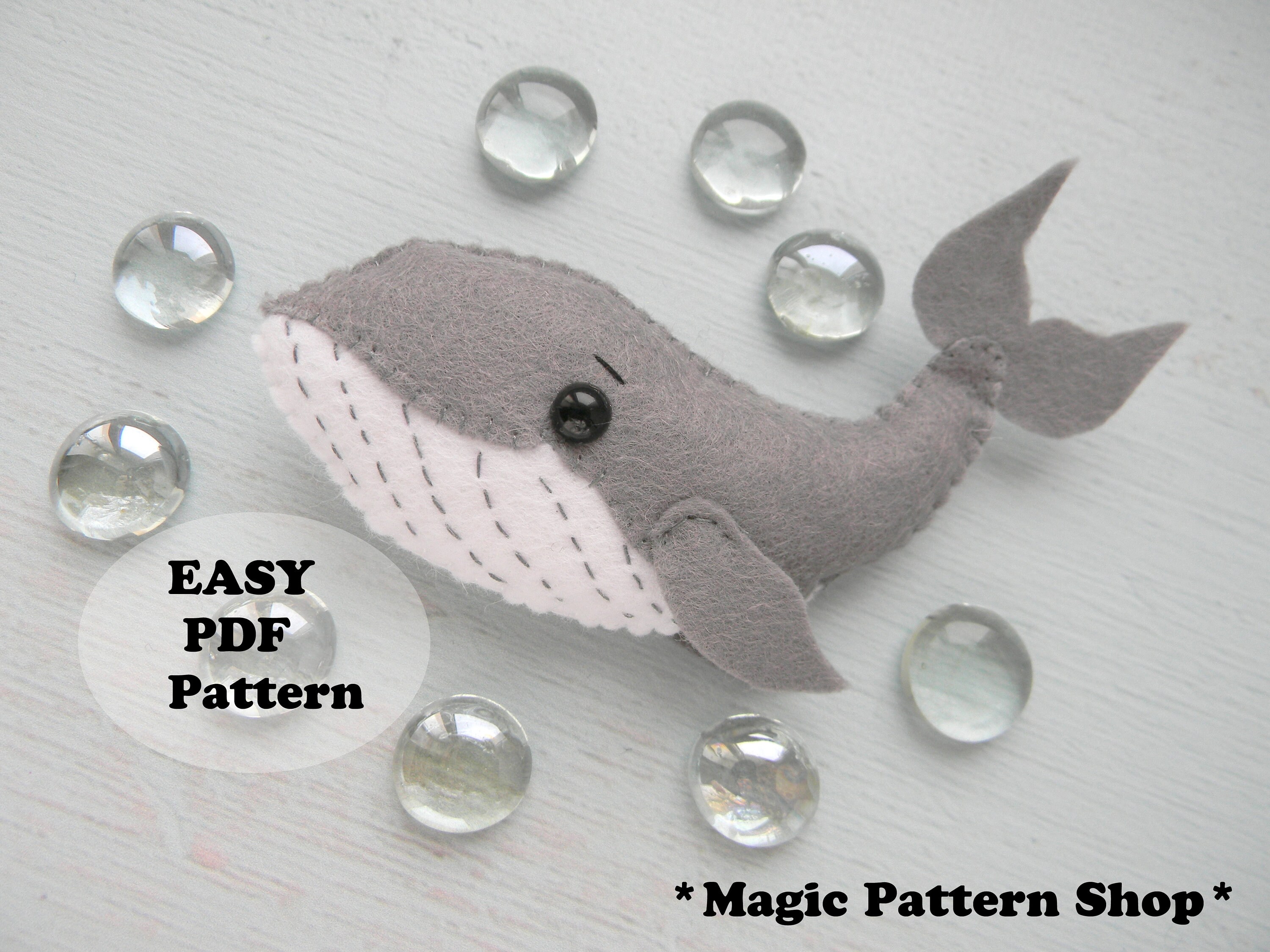 Whale PDF Pattern Felt Whale Oranment Sewing Pattern Blue | Etsy