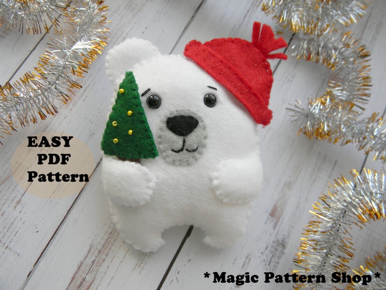 Polar bear pattern Christmas oranment pattern PDF Felt cute | Etsy