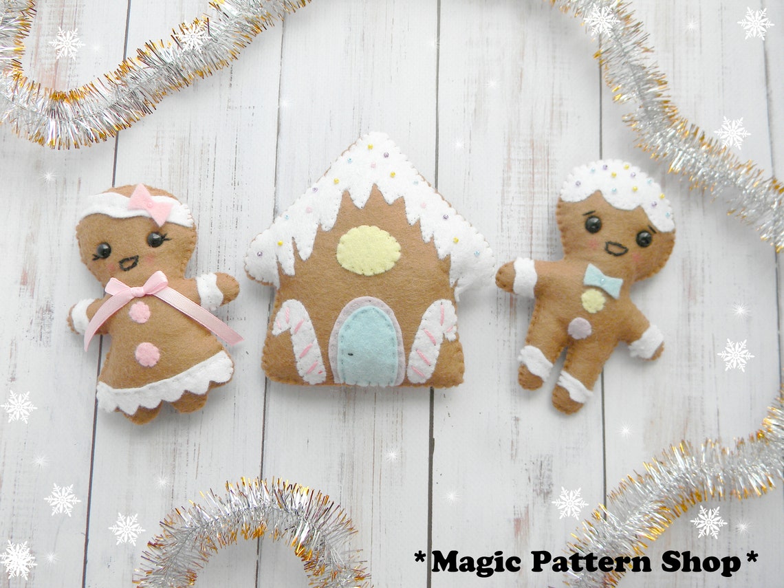 Gingerbread Girl felt pattern Christmas ornaments felt PDF | Etsy
