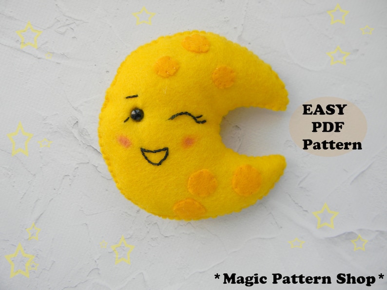 Moon Felt Pattern PDF Felt Moon Ornament Pattern Kawaii Sewing - Etsy